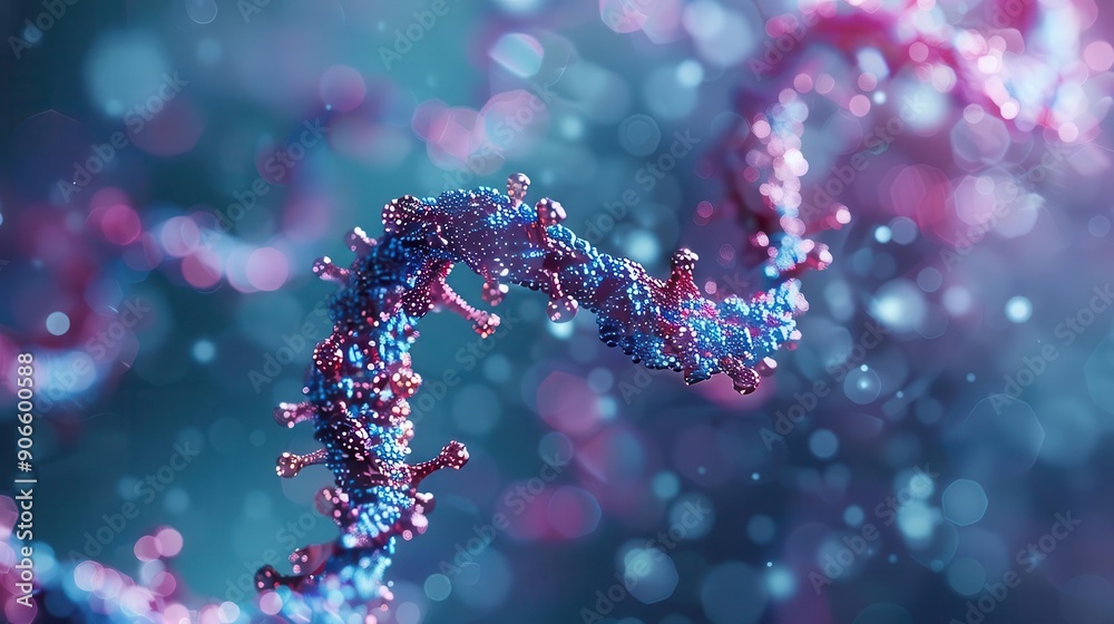 RNA interference in gene silencing, microscopic view, illustrating the ...