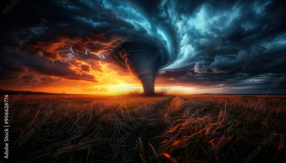 Tornado funnel forming in the distance, capturing the raw power of ...