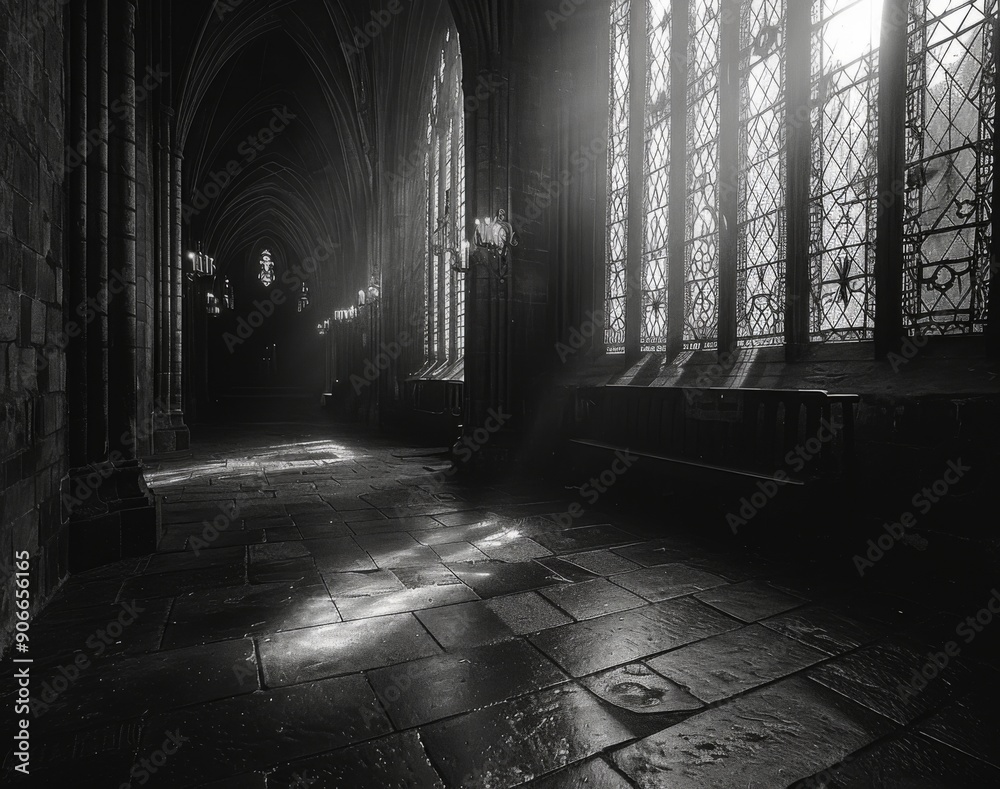 Eerie Luminescence from Church Windows Piercing the Darkness, Hinting ...