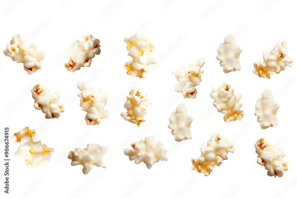 Set Of Falling Popcorns PNG Popcorn Cinema Snack isolated on white and ...