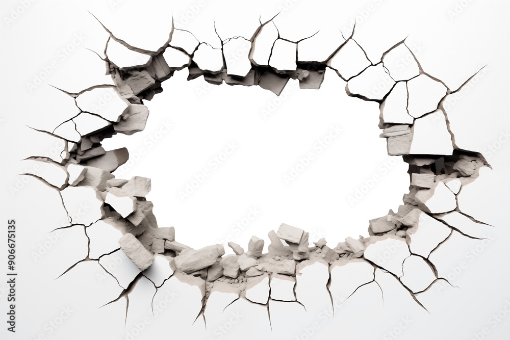 Foto Hole breaking through white wall PNG Concrete Wall Damage isolated ...