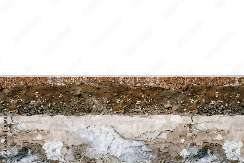 cross-section showing multiple layers of concrete and soil ...