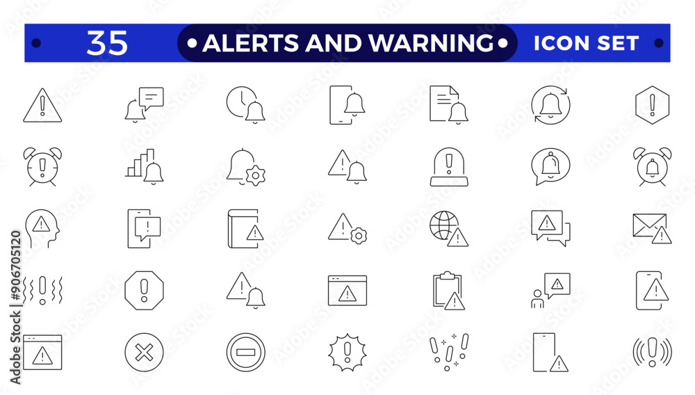 Warning and risk. Set of line icons in linear style. Warning ...