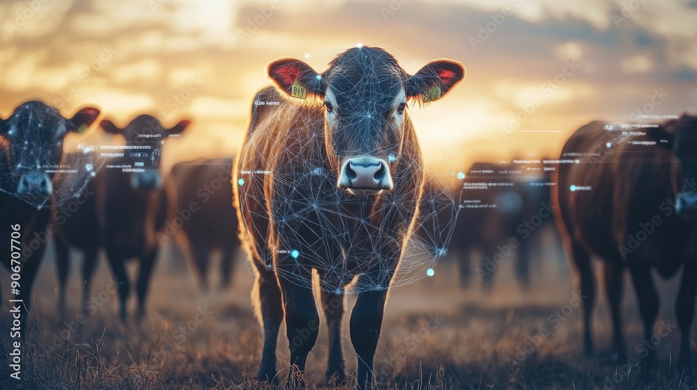 AI-driven herd management system, with text area for performance metrics Stock Illustration ...