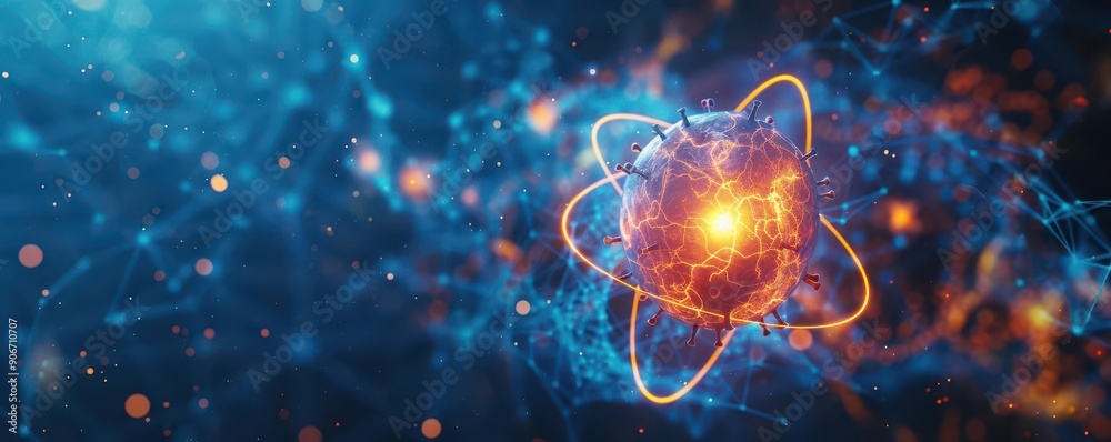 Atomic nucleus with protons and neutrons, nuclear structure, front view ...