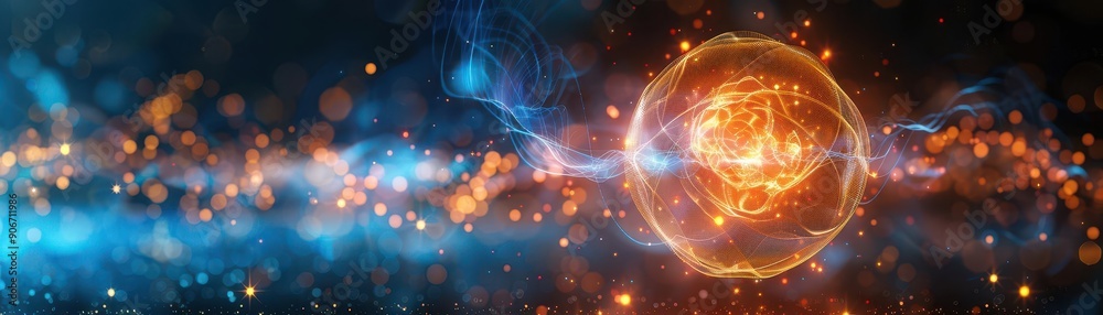 Electrons Moving Around Nucleus Electron Cloud Front View Electrical