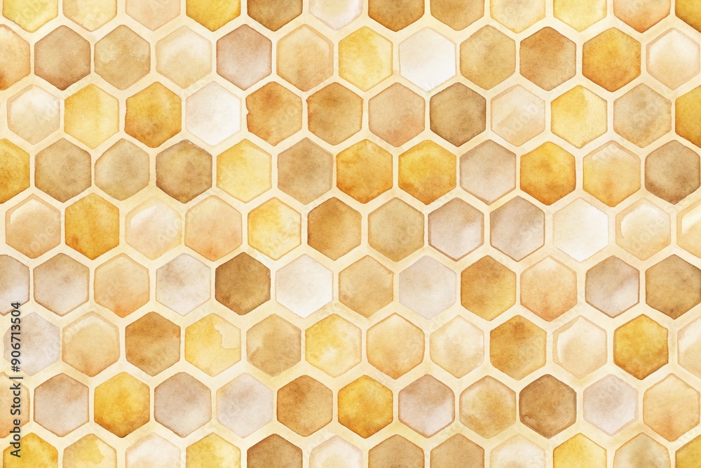 Delicate watercolor honeycomb pattern on transparent background ...