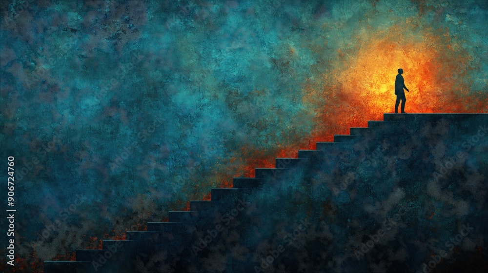 Basic illustration of a person walking up steps labeled with success ...