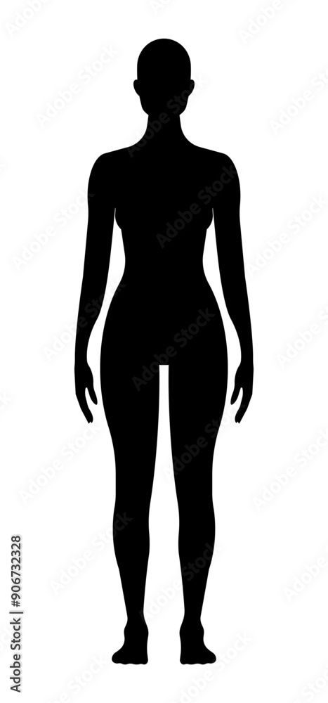 Woman body silhouette. Full length female figure. Black slim shape ...