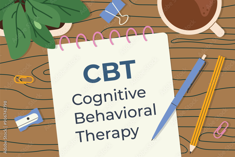 CBT Cognitive Behavioral Therapy written on a clipboard;perfect for use ...