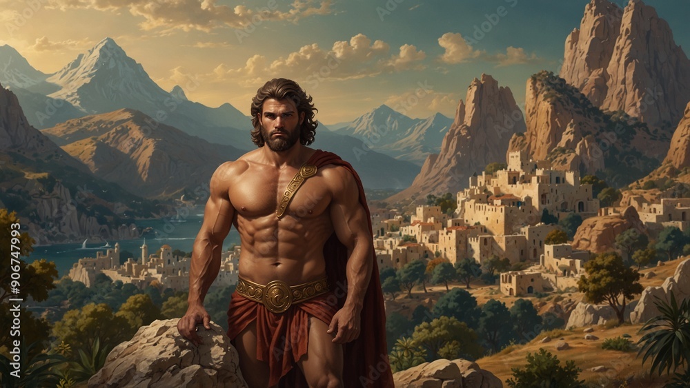 Heracles from Greek mythology completing the Twelve Labors, with ...