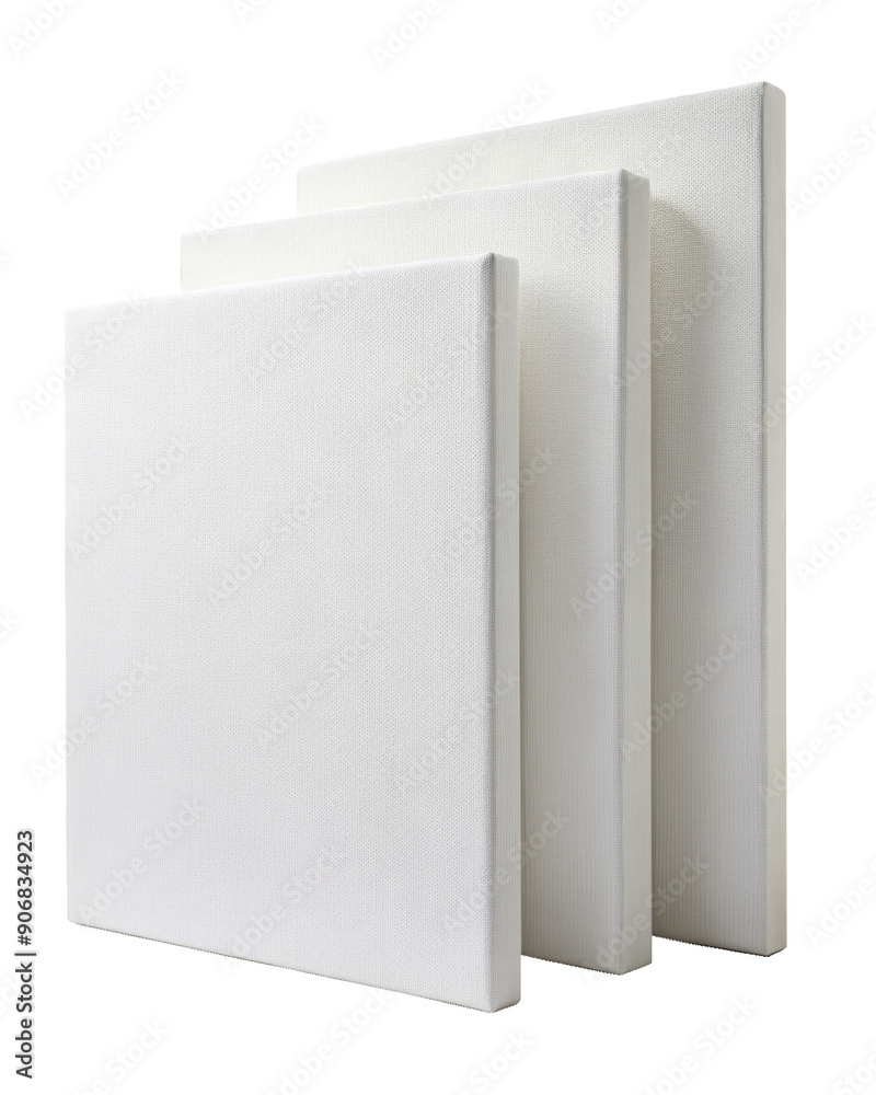 Set of white canvas panels in different sizes, featuring blank surfaces ...