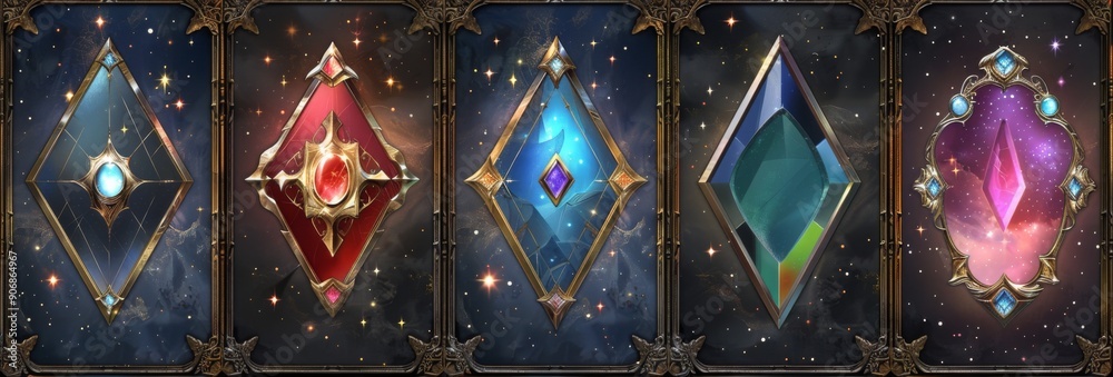 Gemstone Fantasy: A Modern Illustration of Precious Gems Set in Gold ...