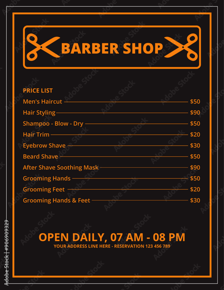 Vektor Barber shop price list, barbershop price list, salon price list ...