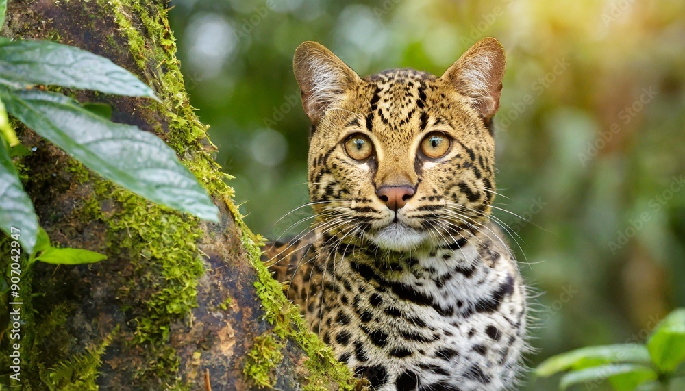 Leopardus wiedii. Felis wiedii. Margai is a wild forest tree cat ...