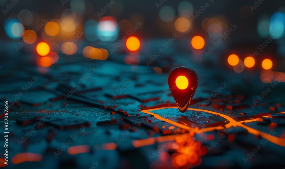 Animated 3D game sprite of a rotating locator pin used for map ...