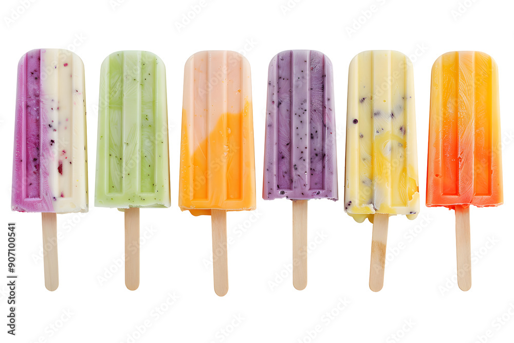 Set of colorful fruity popsicle lolly ice on transparent background ...
