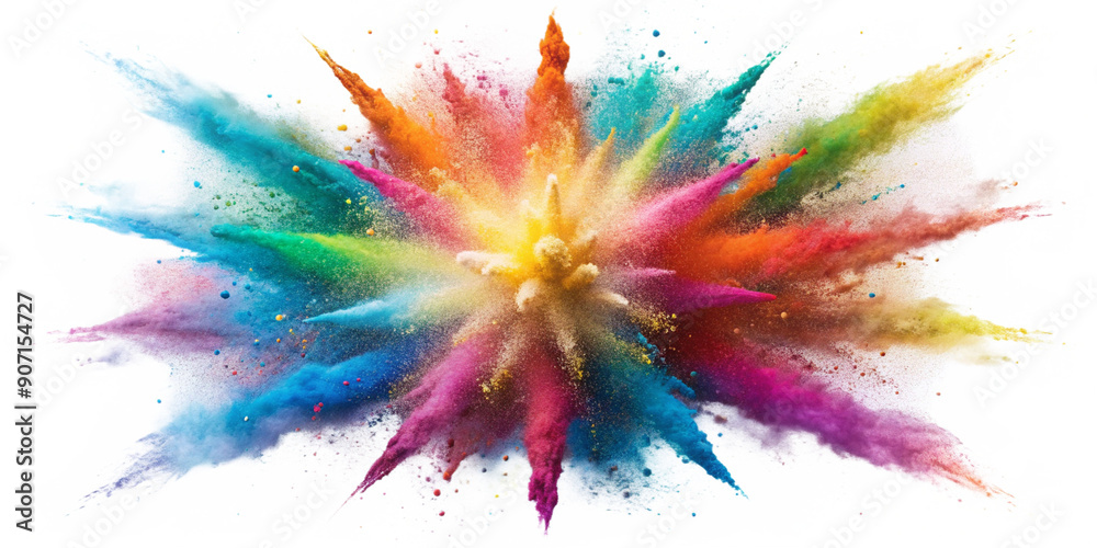 Generative ai. Abstract fractal explosion, vibrant colorful powder ...