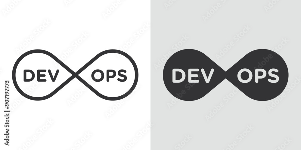 Devops icon Black line art vector logo set Stock Vector | Adobe Stock