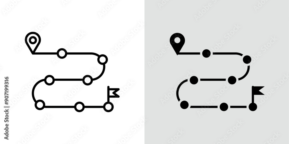Roadmap icon Black line art vector logo set Stock Vector | Adobe Stock