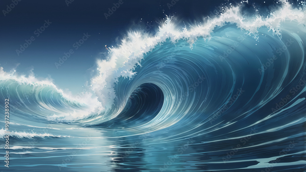 Soothing ocean wave design with a soft blue color palette Stock Illustration | Adobe Stock