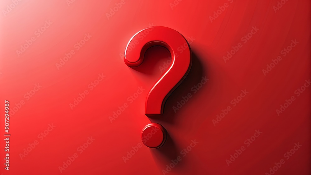 Vibrant red question mark symbol isolated on a bold, gradient red ...