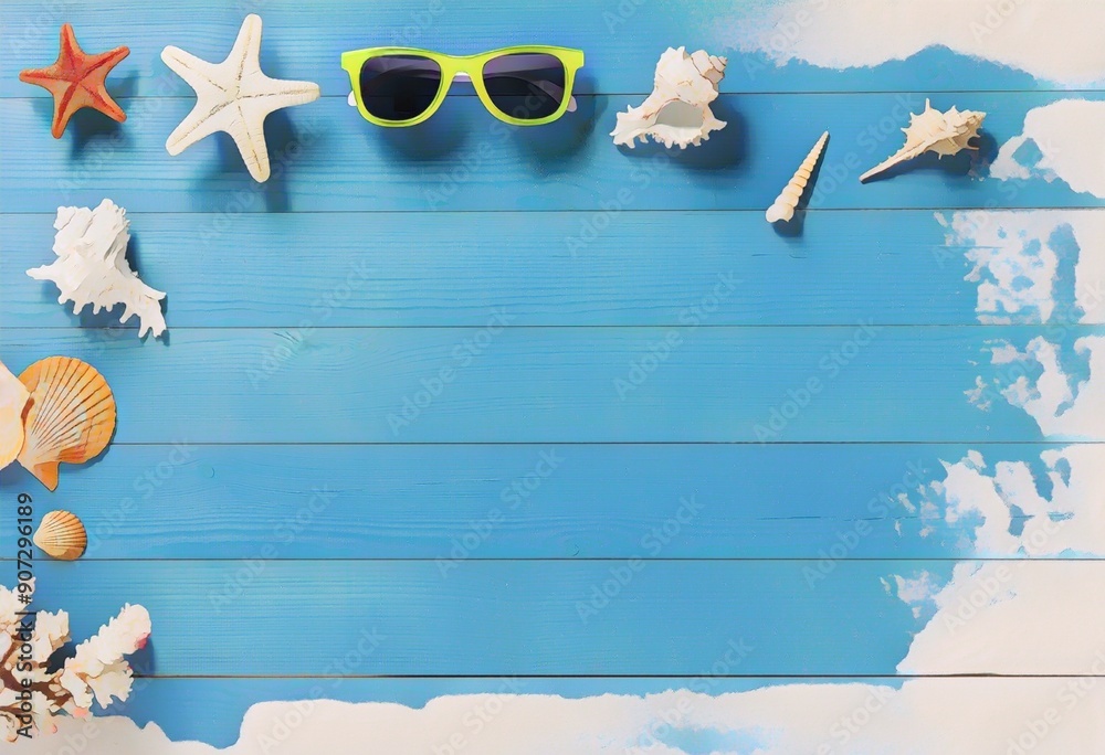 blue background with object summer vibes Stock Illustration | Adobe Stock