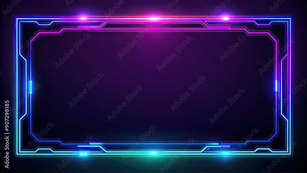 Animated neon gaming overlay with sections for desktop scene and face ...