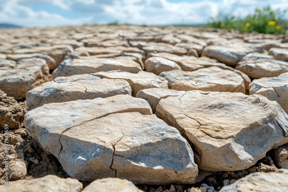 A photograph of a cracked and parched ground, depicting the harsh ...