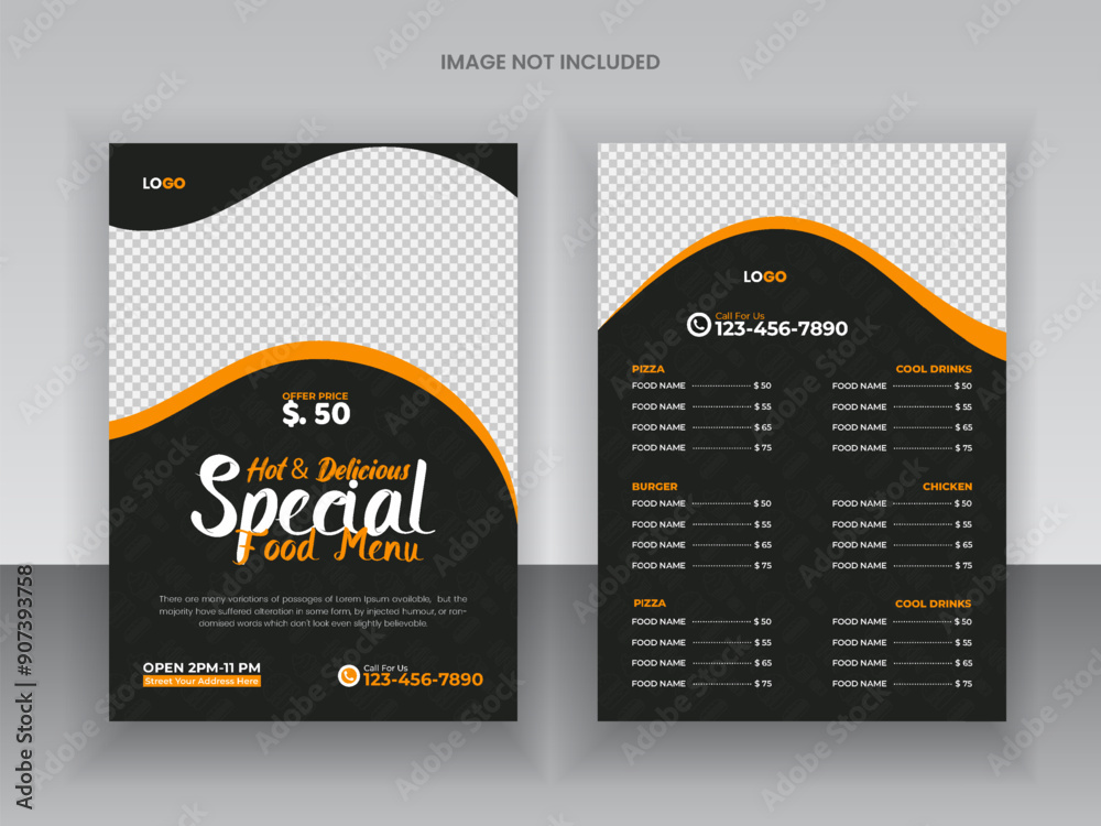 Restaurant Food Menu Design appetizer Template healthy food flyer and ...