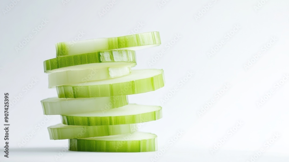 Leek slices stacked to show the subtle transition from white to green ...