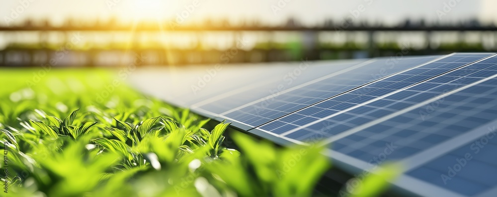 Renewable energy software optimizing factory efficiency close up ...