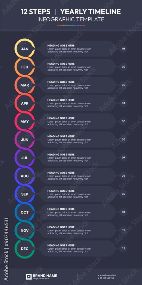 Yearly Timeline Planner Organizer, Process Workflow Infographic ...