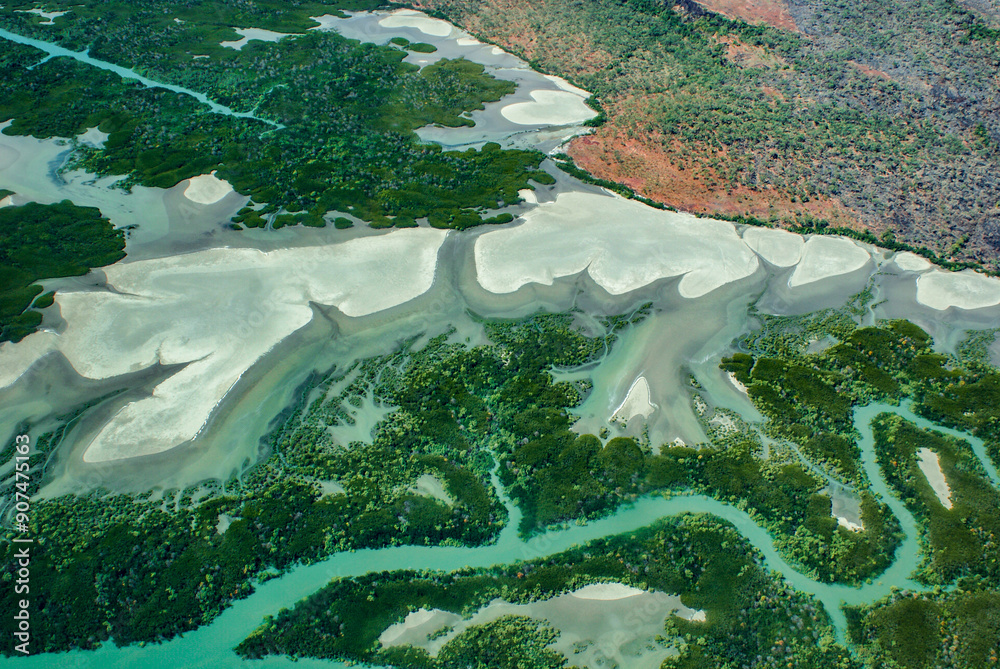 Aerial view of the colorful landscape pattern designed by the ...