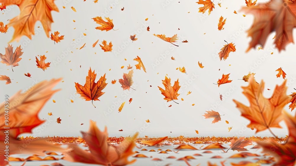 Realistic falling leaves. Autumn forest maple leaf in september season ...