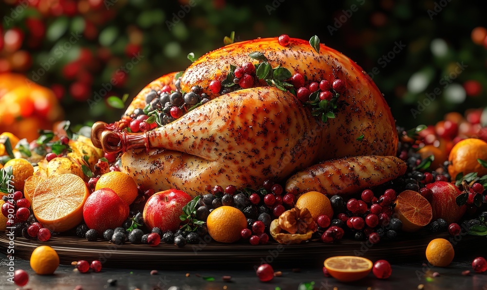 3D Blender model of a Thanksgiving turkey on an isolated podium, with ...