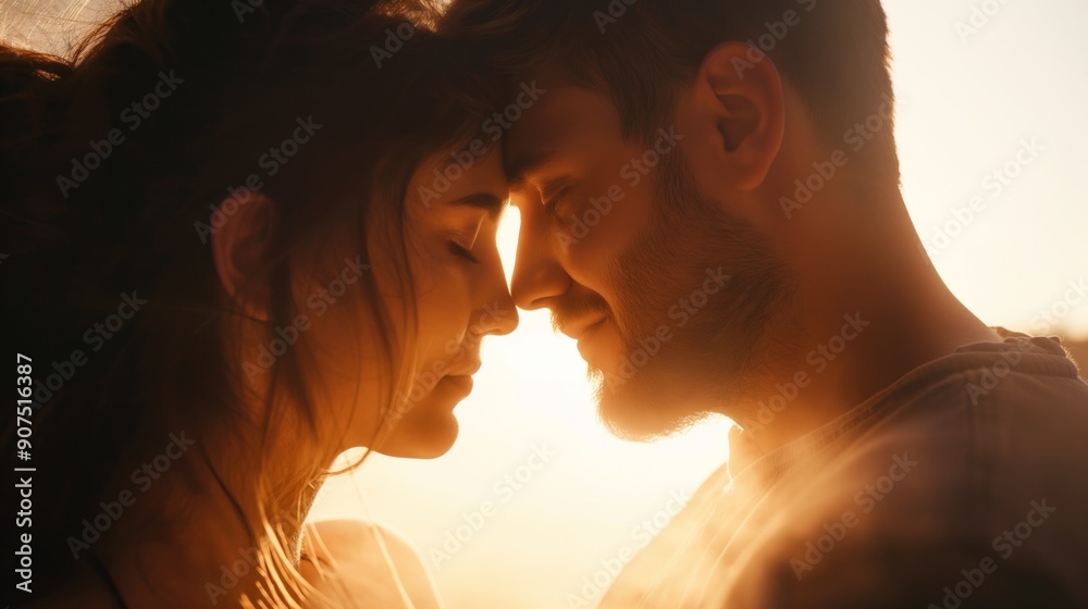 Deeply connected couple, husband and wife, 30 years old, bright image ...