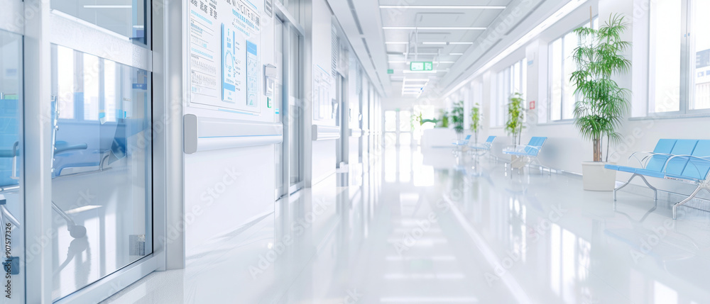 Medical Background, A deserted hospital corridor stretching into the ... Medical Background, A deserted hospital corridor stretching into the ...