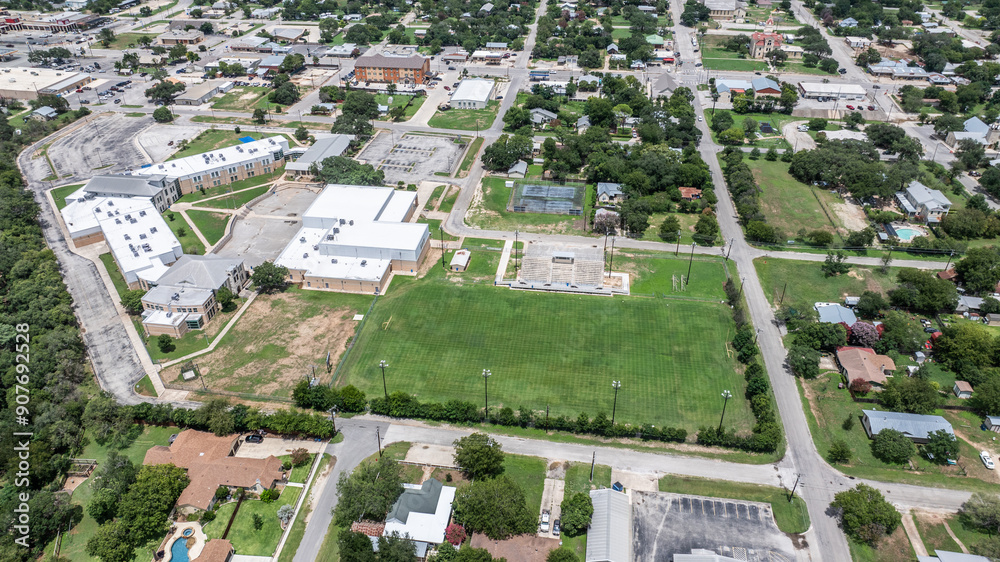 Bandera, Texas, USA, aerial city view of area around "Bandera Middle ...