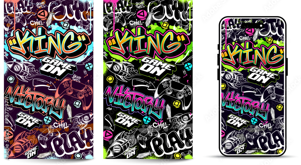 Graffiti wallpaper vector illustration. Vibrant and colorful street art ...