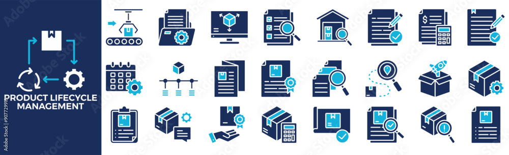 Product Lifecycle Management Icon Set For Design Elements, management ...