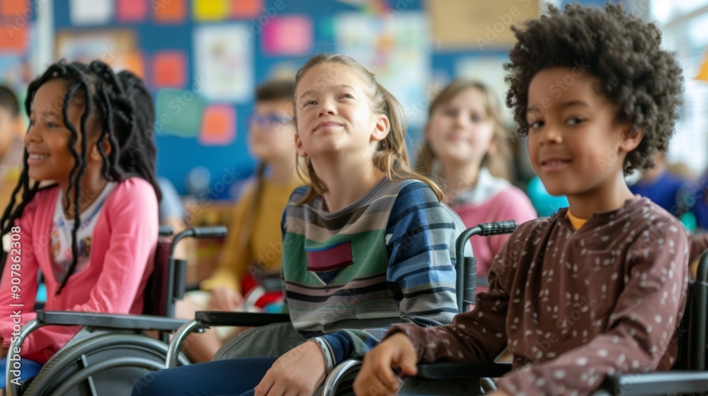 Inclusive Classroom With Diverse Students Utilizing Assistive ...