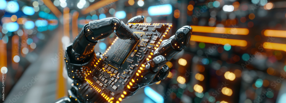 Cutting-Edge Robot Arm Showcasing Modern CPU Technology in Futuristic ...