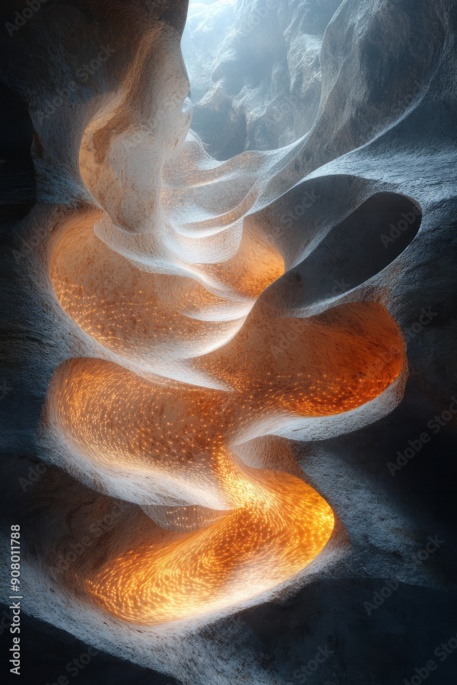 Abstract representation of the echoes and sounds within a cave ...