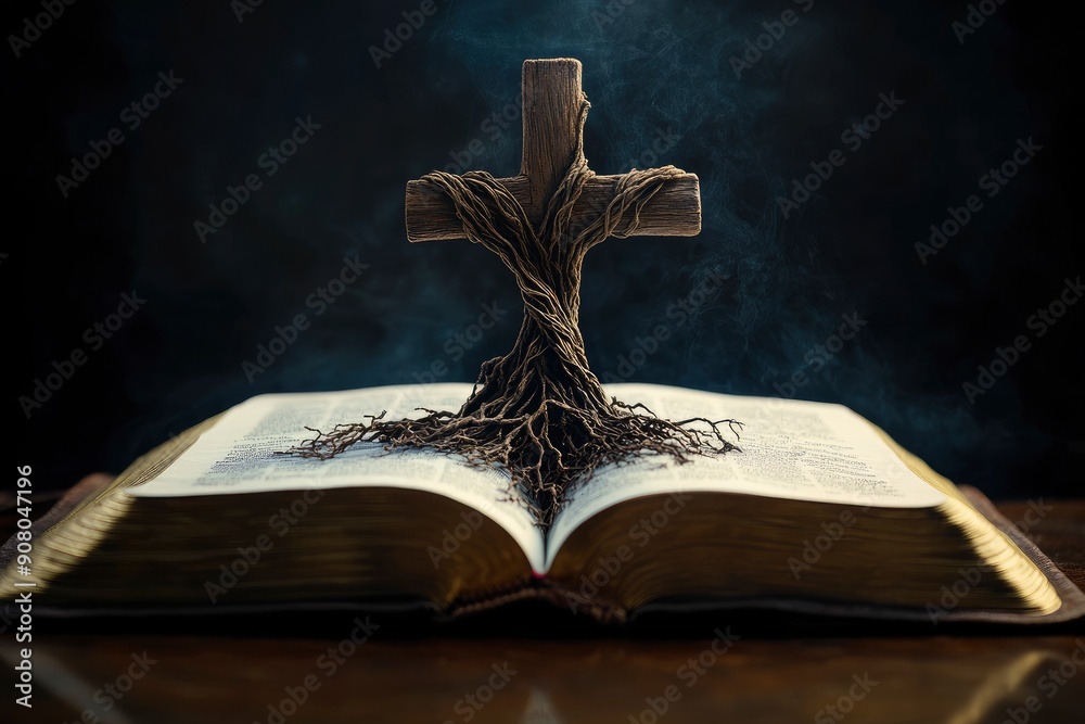 Living Word. The Living Word: A Cross with Roots Intertwined in an Open ...