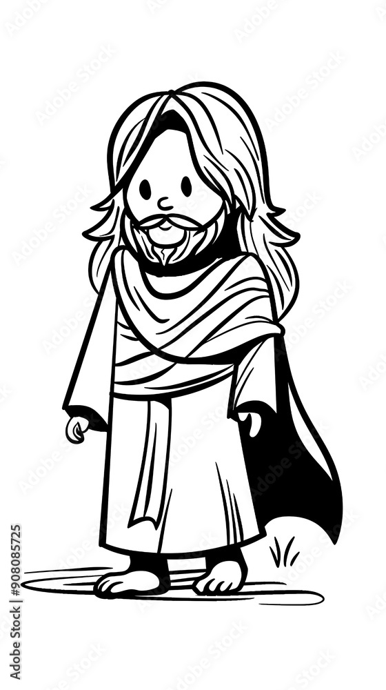 Jesus of Nazareth coloring page for children Stock Illustration | Adobe ...