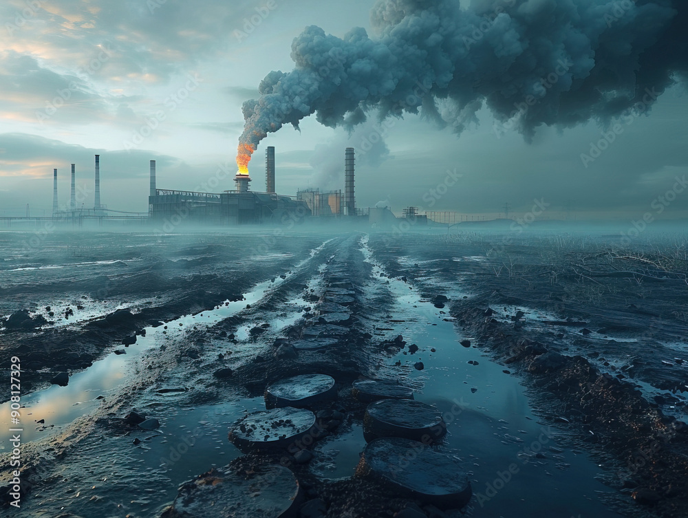 Carbon Footprint conception no people green forest background ...