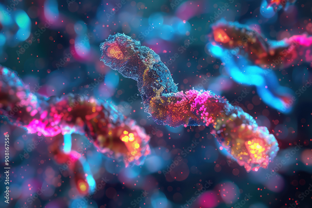 Colorful karyotype of human chromosomes, CRISPR-Cas9 gene editing ...