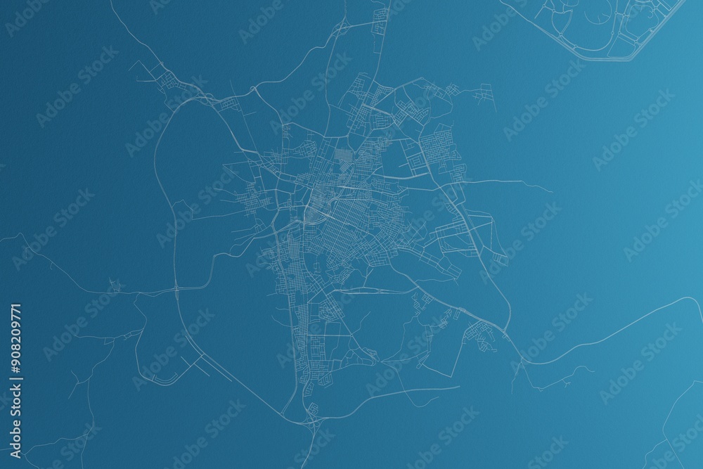 Map of the streets of Taif (Saudi Arabia) made with white lines on blue ...