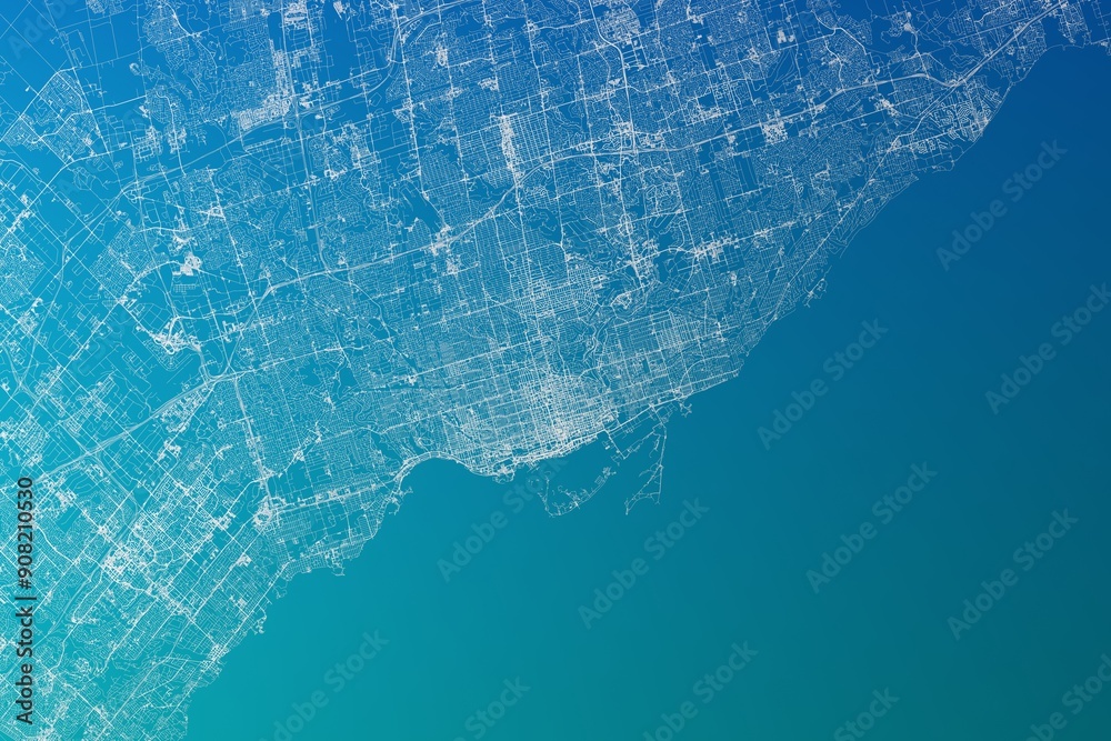 Map of the streets of Toronto (Canada) made with white lines on ...